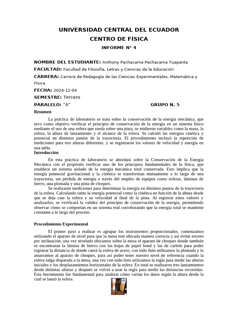 Formato de Informe (3) Cambio | PDF | Energía cinética | Fricción