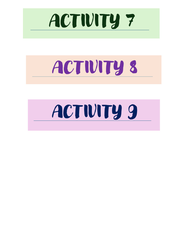 Activity Headings | PDF