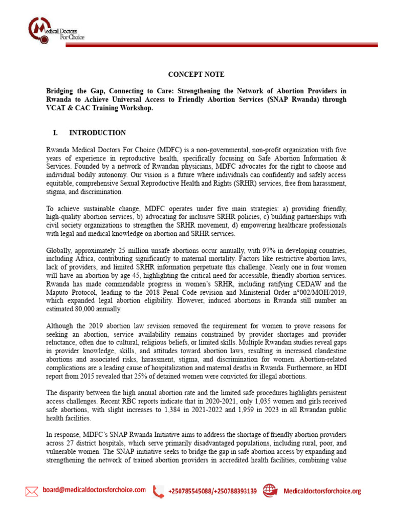 SNAP_Training_CONCEPT NOTE | PDF | Abortion | Rwanda