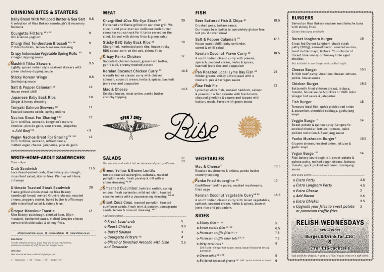 Rise Main Menu October 2023 Update | PDF | Hamburgers | Pickling