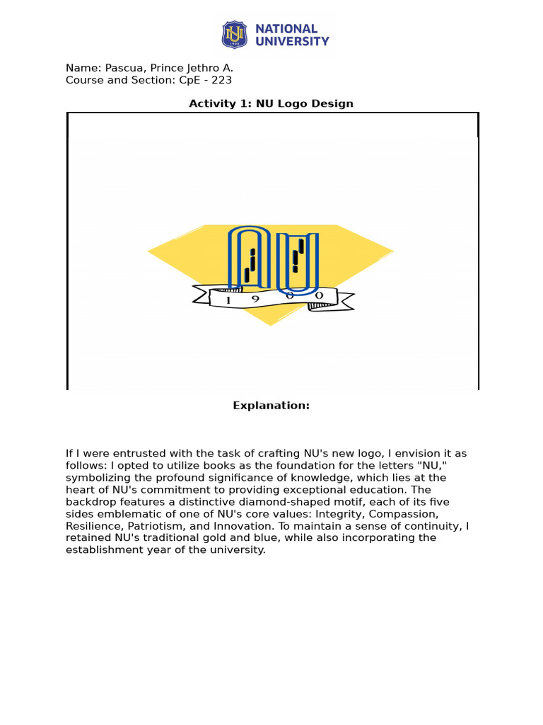 NU Logo Design Concept by Jethro Pascua | PDF