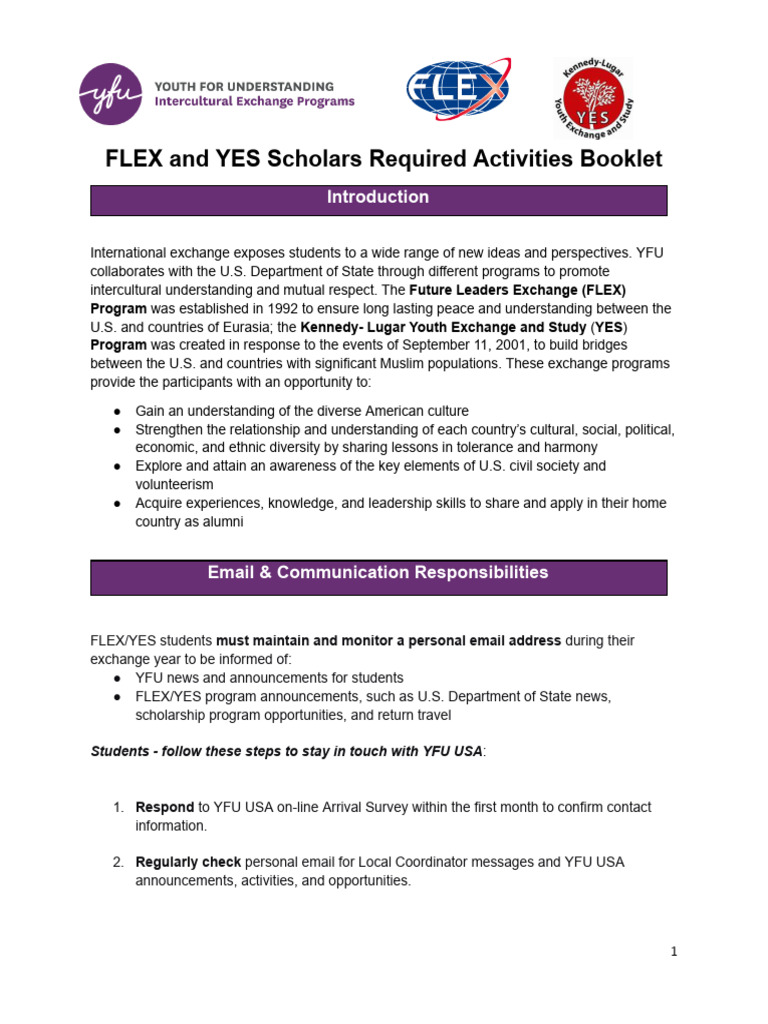 FLEX-YES Required Activities Booklet 23-24 | PDF | United States ...