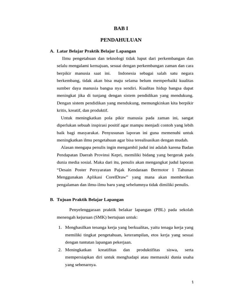 LAPORAN PRAKTIK BELAJAR LAPANGAN chani | PDF
