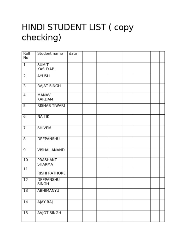 HINDI COPY CHECKING LIST | PDF HINDI COPY CHECKING LIST | PDF