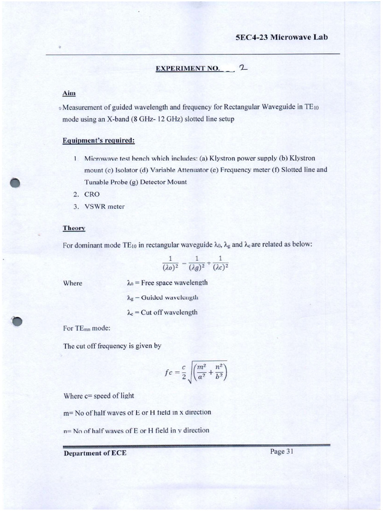 MW Lab Experiment 2-11 | PDF