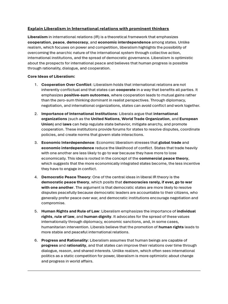 Liberalism | PDF | International Relations | Liberalism