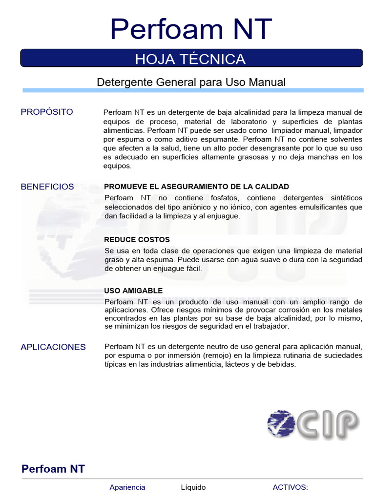 Ht Perfoam Nt | PDF | Tensioactivo | Detergente