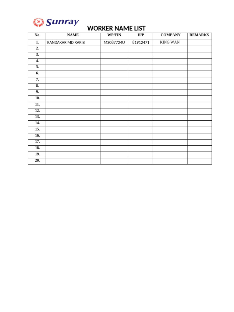 Name List For Rws Security | PDF