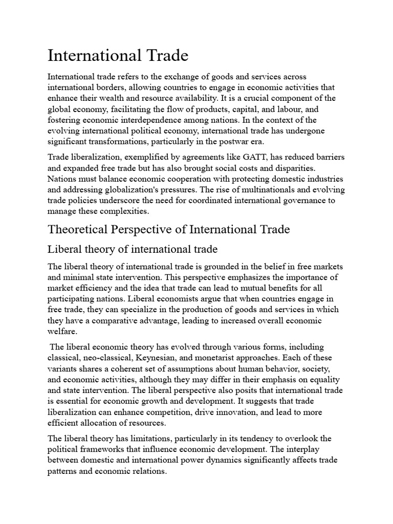 International Trade Assignment | PDF | Protectionism | Free Trade