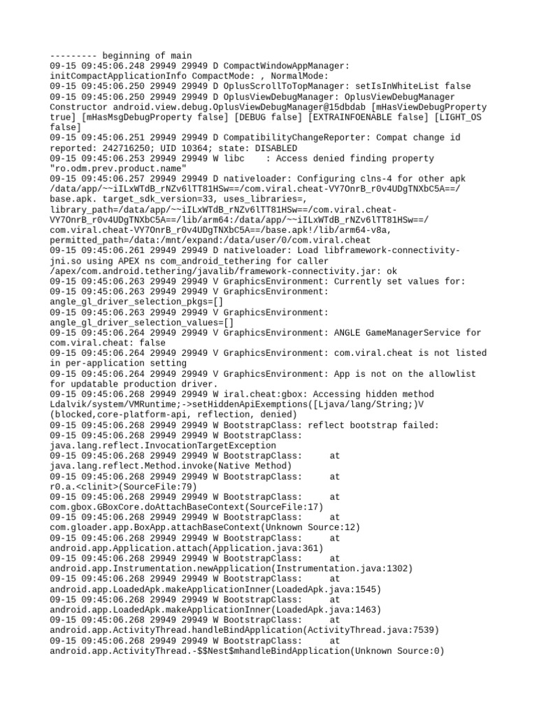 Com.viral.cheat Logcat | PDF | Computing | Computer Programming