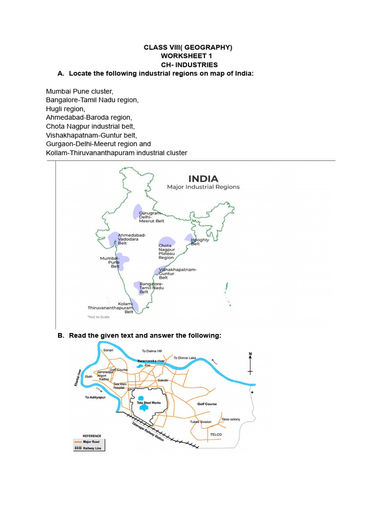 Class VIII WORKSHEET 1, CH - INDUSTRIES | PDF