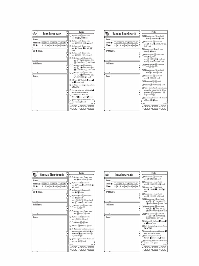 Gloomhaven Character Perks | PDF