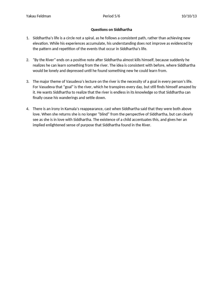 Questions On Siddhartha | PDF