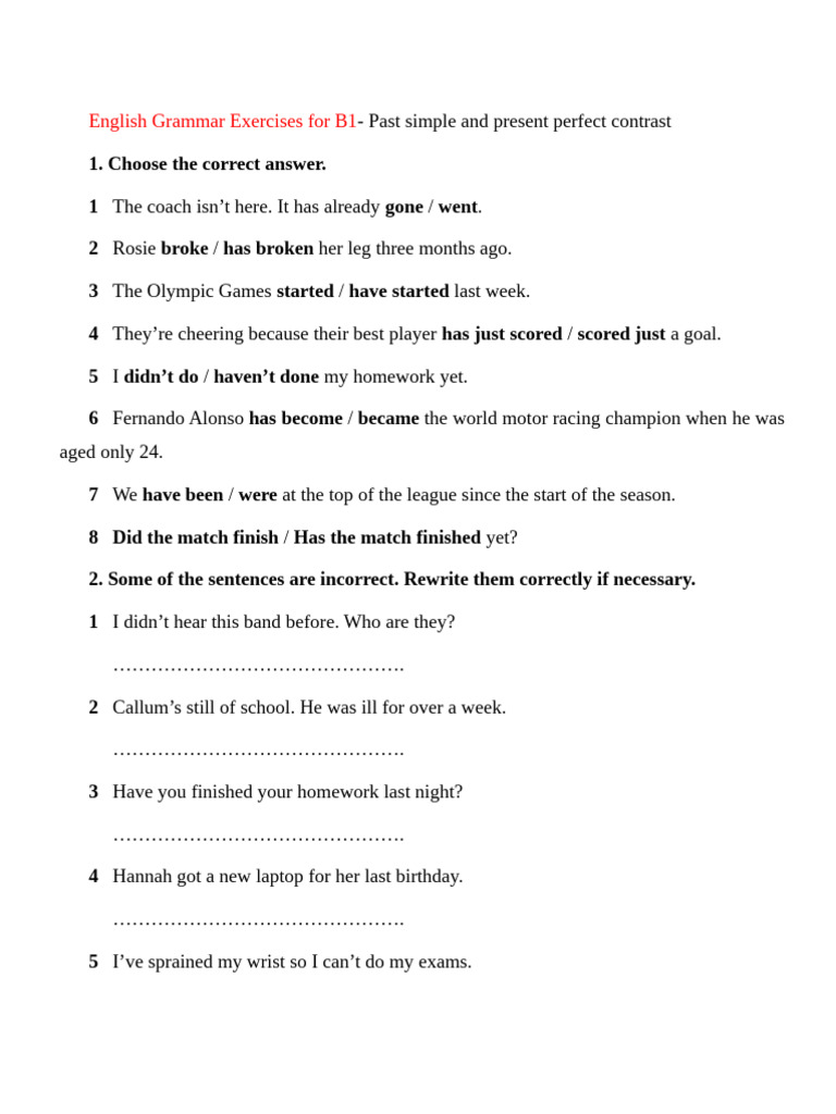 English Grammar Exercises For B1 | PDF | Johnny Depp | English Grammar