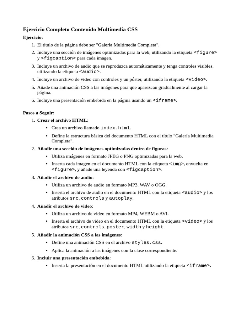 Ejercicio de Examen Contenido multimedia completo CSS | PDF | HTML ... Ejercicio de Examen Contenido multimedia completo CSS | PDF | HTML ...
