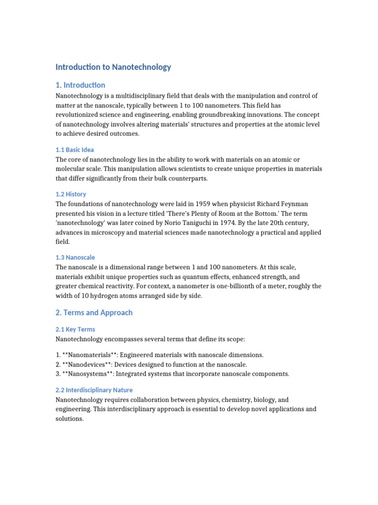 Introduction To Nanotechnology Detailed | PDF | Nanotechnology ...