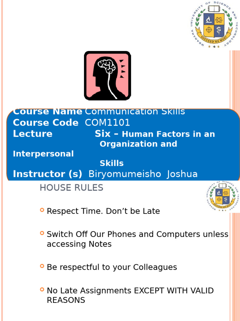Lecture 6 Communication Skills Human Factors | PDF | Communication | Social Skills