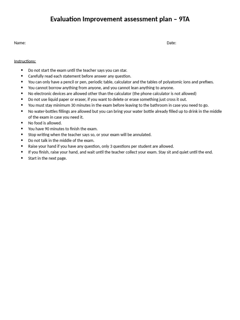 Evaluation Improvement assessment plan | PDF | Chemical Compounds ... Evaluation Improvement assessment plan | PDF | Chemical Compounds ...