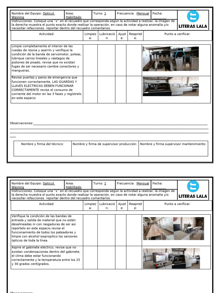 Check List Opticut Weining | PDF | Electricidad | Ingenieria Eléctrica