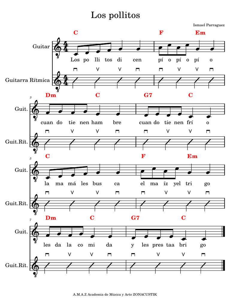 Los Pollitos Melodia | PDF