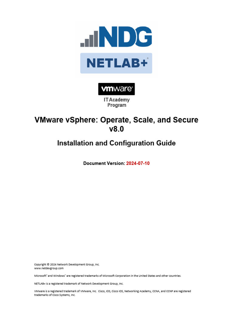 Netlab Vmware Vsphere Oss 8 Pod Install Guide | PDF | Virtual Machine | Virtualization