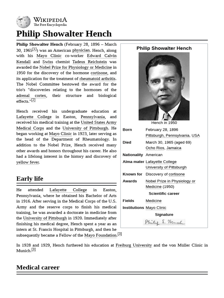 Philip_Showalter_Hench | PDF | Medicine