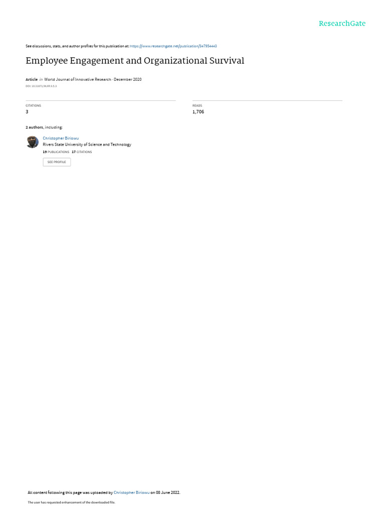 Employee Engagement and Organizational Survival | PDF | Empowerment ...