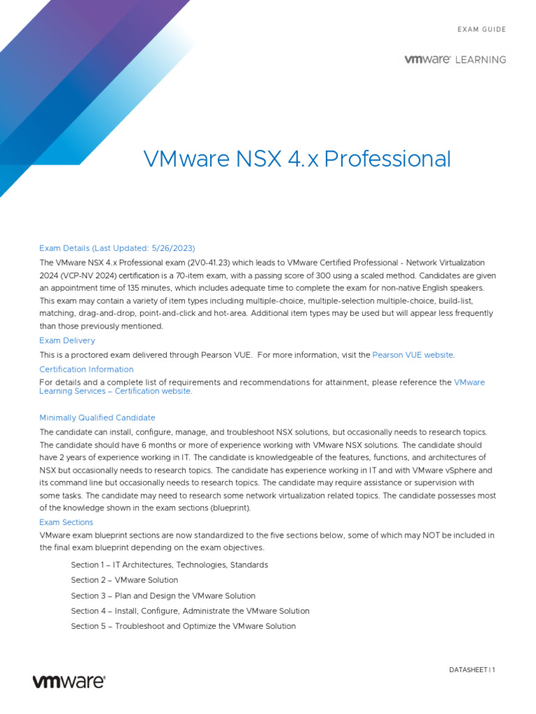 VMW VCP NV 4 Exam Preparation Guide | PDF | Virtual Private Network ...