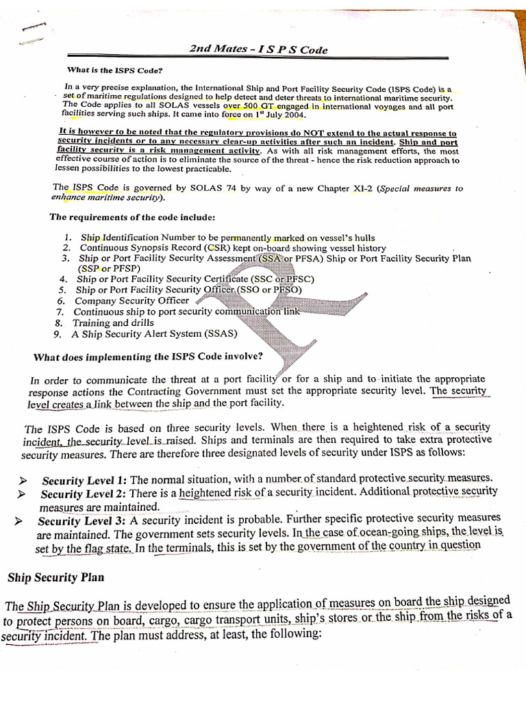ISPS CODE NOTES | PDF