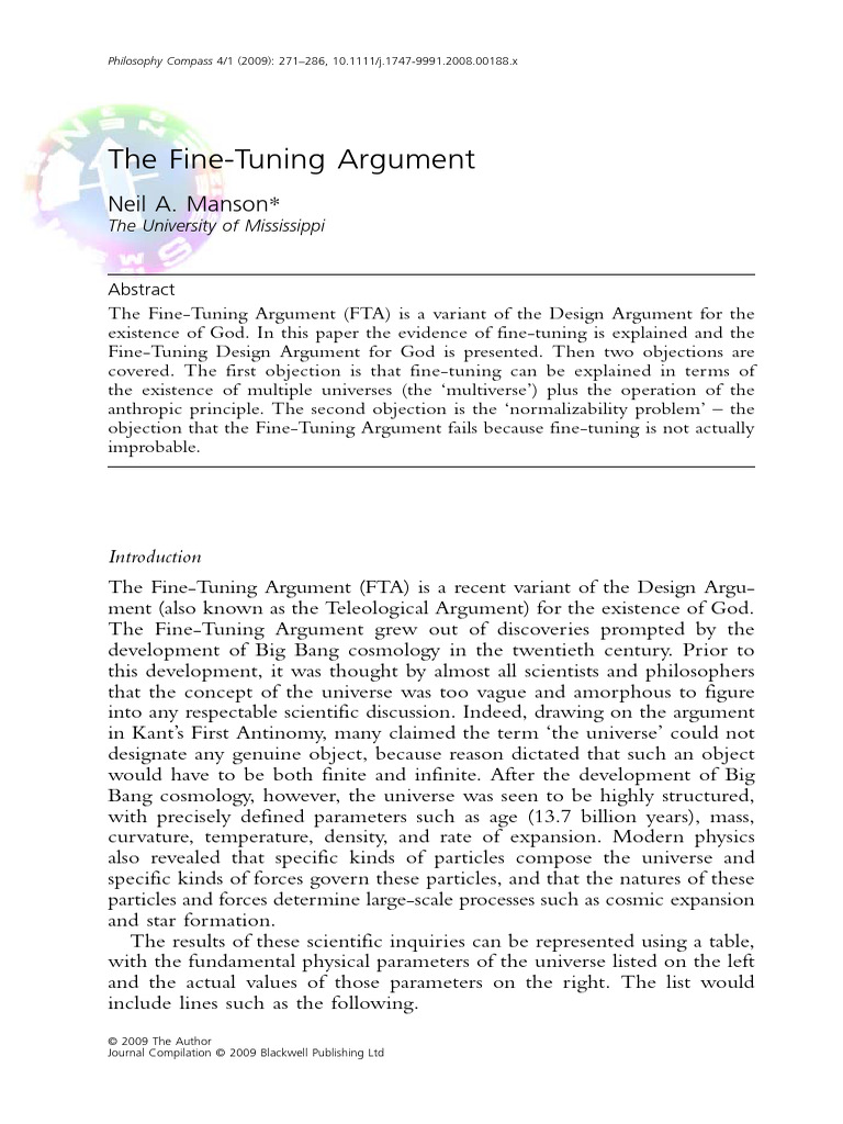 Understanding the Fine-Tuning Argument | PDF | Universe | Multiverse
