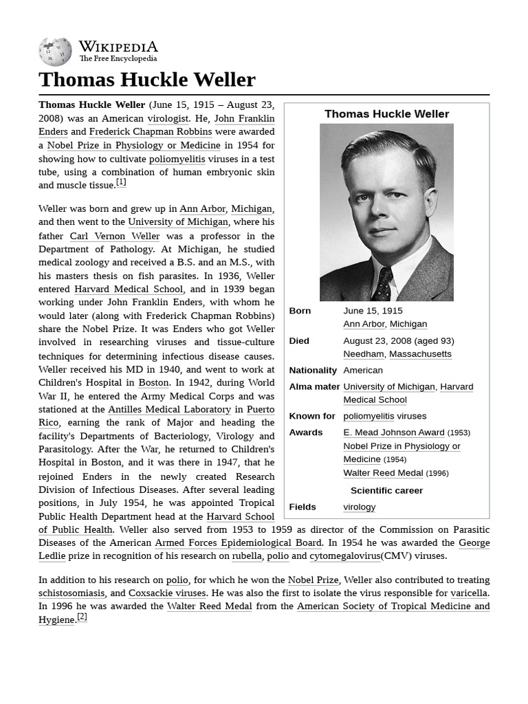 Thomas_Huckle_Weller | PDF | Medical Specialties | Microbiology