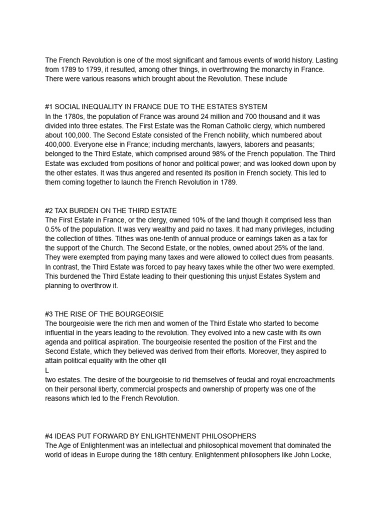 Causes of the French Revolution Explained | PDF | Age Of Enlightenment ...
