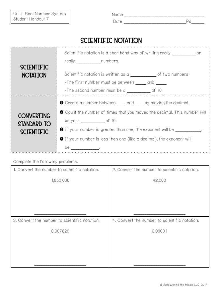 09-Scientific Notation Notes | PDF | Numbers | Mathematical Notation