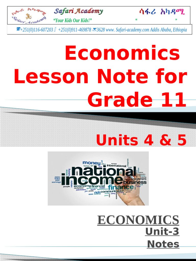 Economics Lesson Note For Grade 11 | PDF | Gross Domestic Product | Income