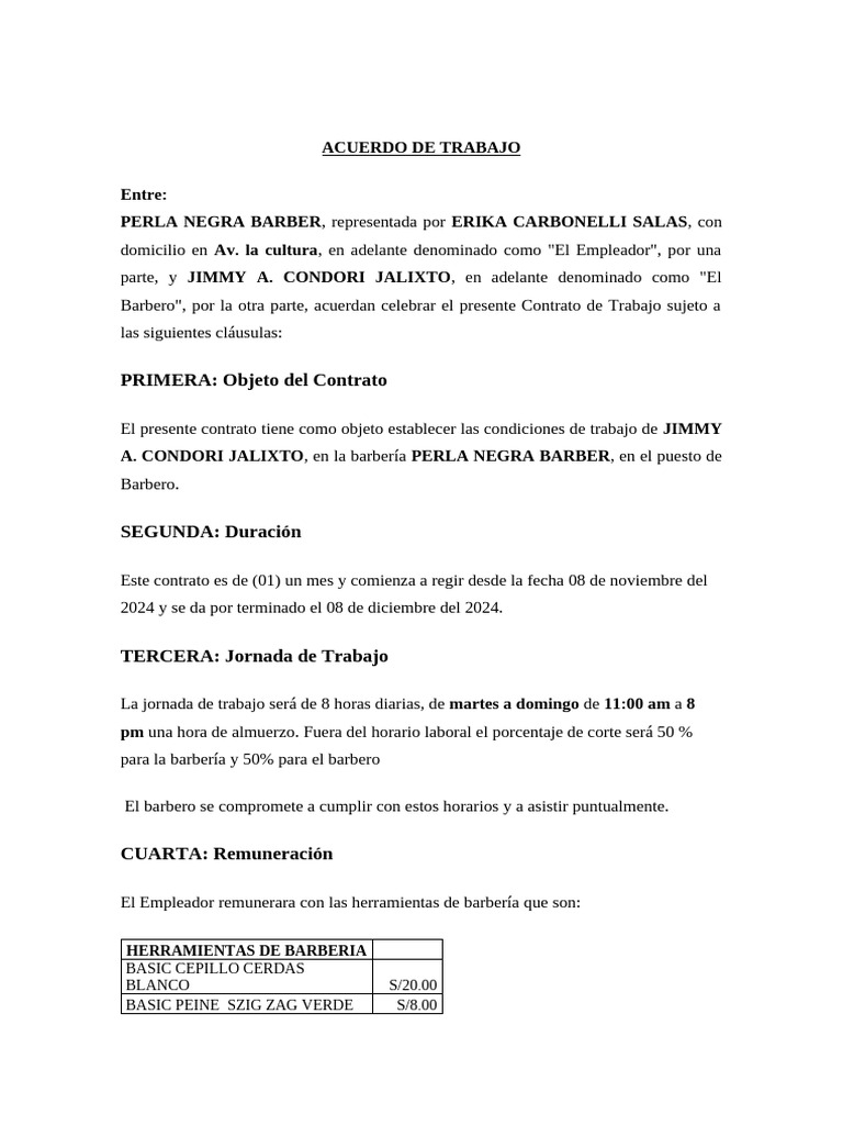 ACUERDO DE TRABAJO | PDF