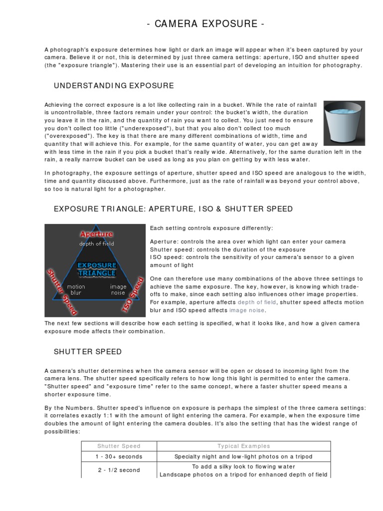 Camera Exposure - Aperture ISO Shutter Speed | PDF | Exposure ...