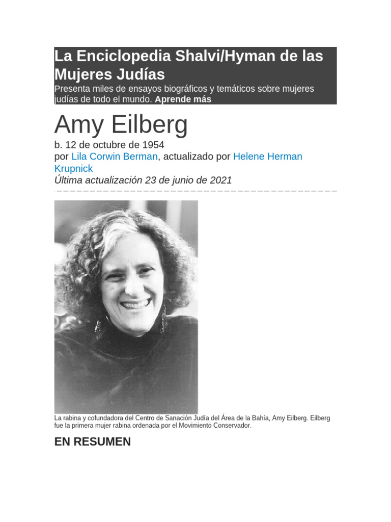 Teo - Rabina - Amy Eilberg - Movimiento - Conservador. | PDF | Judios y judaísmo