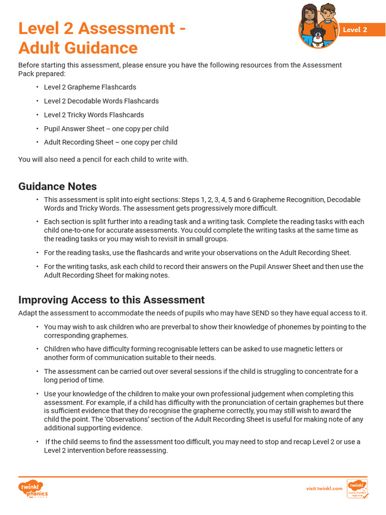 Level 2 Assessment - Adult Guidance | PDF | Learning | Cognition