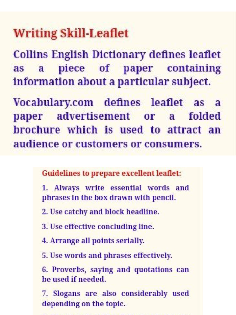 Writing Skill - Leaflet | PDF