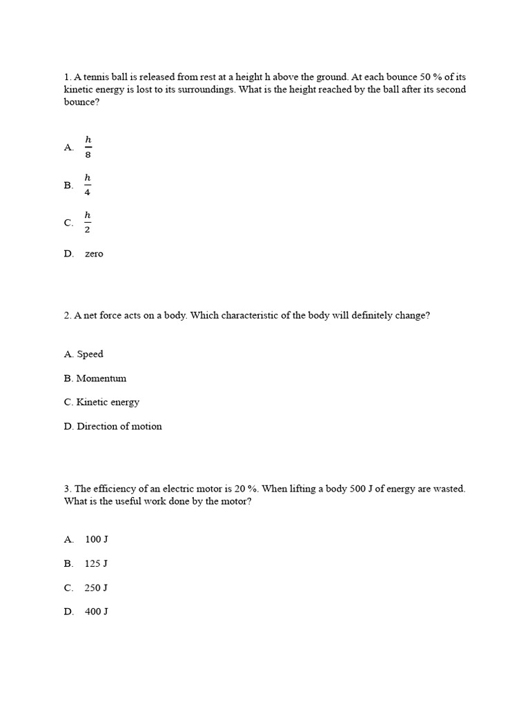 IB kinematics paper 1 | PDF | Force | Kinetic Energy