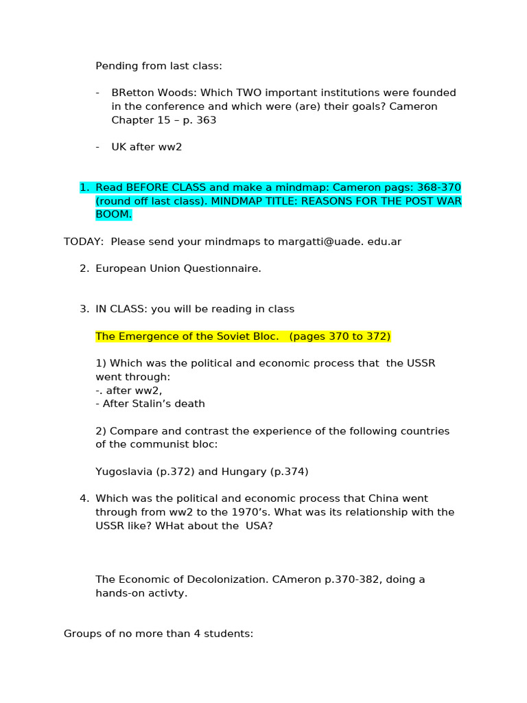 Class Activity Cameron CH 15 - Part 2 | PDF