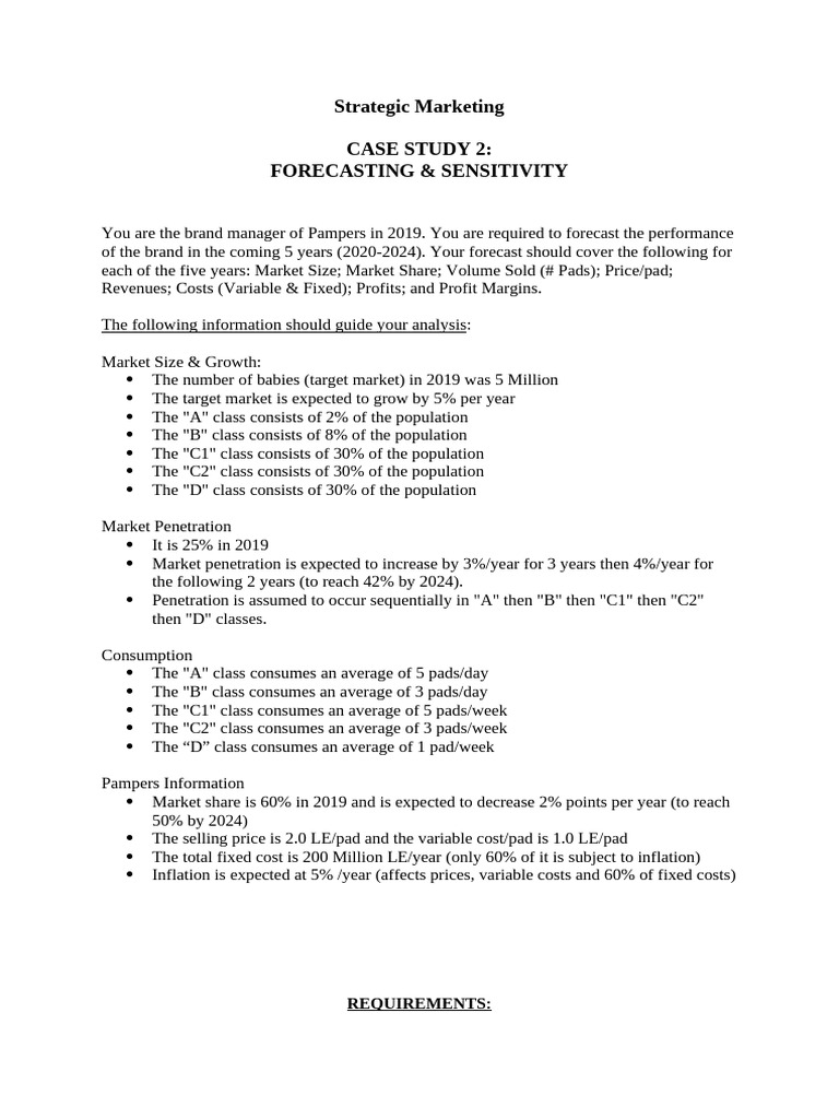 Case 2 Forecasting & Sensitivity | PDF | Profit (Economics) | Financial Markets