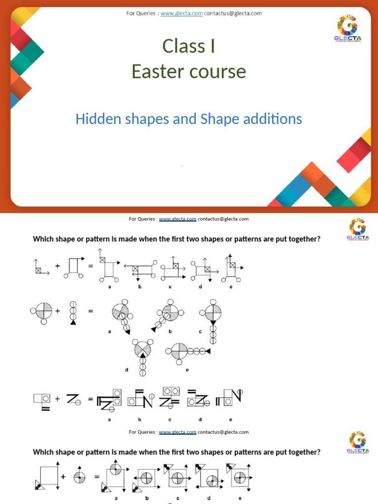 11+ - Easter Course - NVR - Class 2 - Hidden Shapes and Shape Additions ...