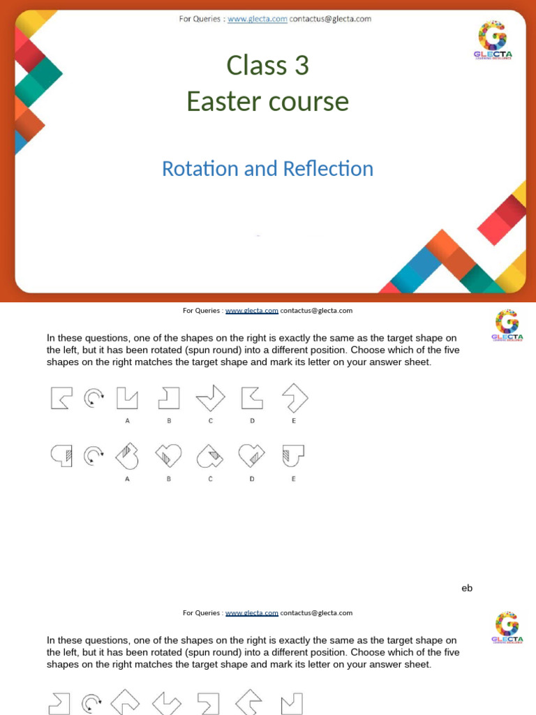 11+ - Easter Course - NVR - Class 3 - Rotation and Reflection - PPT | PDF | Euclidean Geometry ...