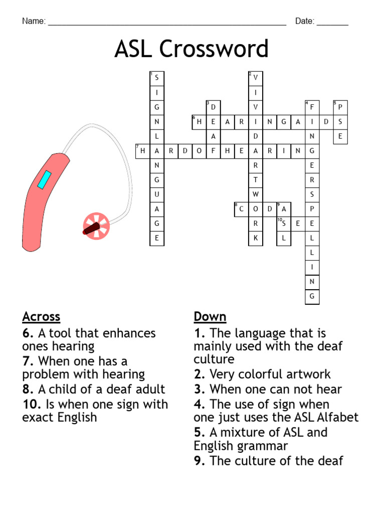 ASL Crossword Answer Key | PDF | American Sign Language | Identity Politics