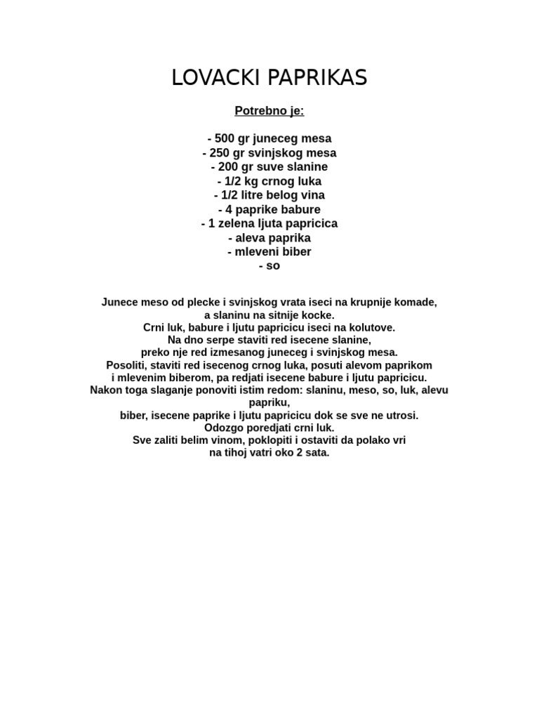 Lovacki Paprikas | PDF