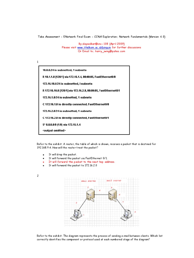 Enetwork Final Exam CCNA Exploration Network Fundamentals Version 40 | PDF Enetwork Final Exam CCNA Exploration Network Fundamentals Version 40 | PDF