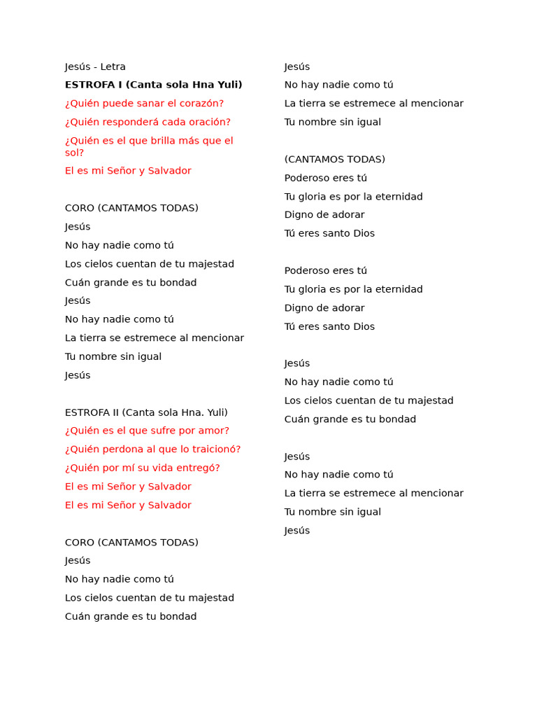 Jesus - Letra Completa | PDF