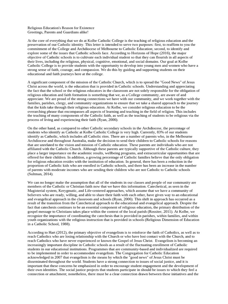Purpose Oe Religious Education | PDF | Catholic Church | Teachers