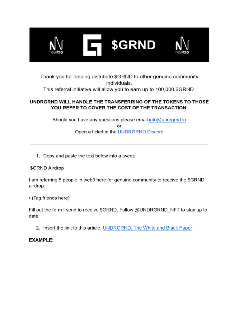 Newtro $GRND Referral Instructions - ENG | PDF